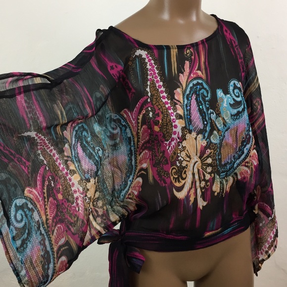 Myths | Tops | Myth Sheer Colorful Flowy Butterfly Top Blouse | Poshmark